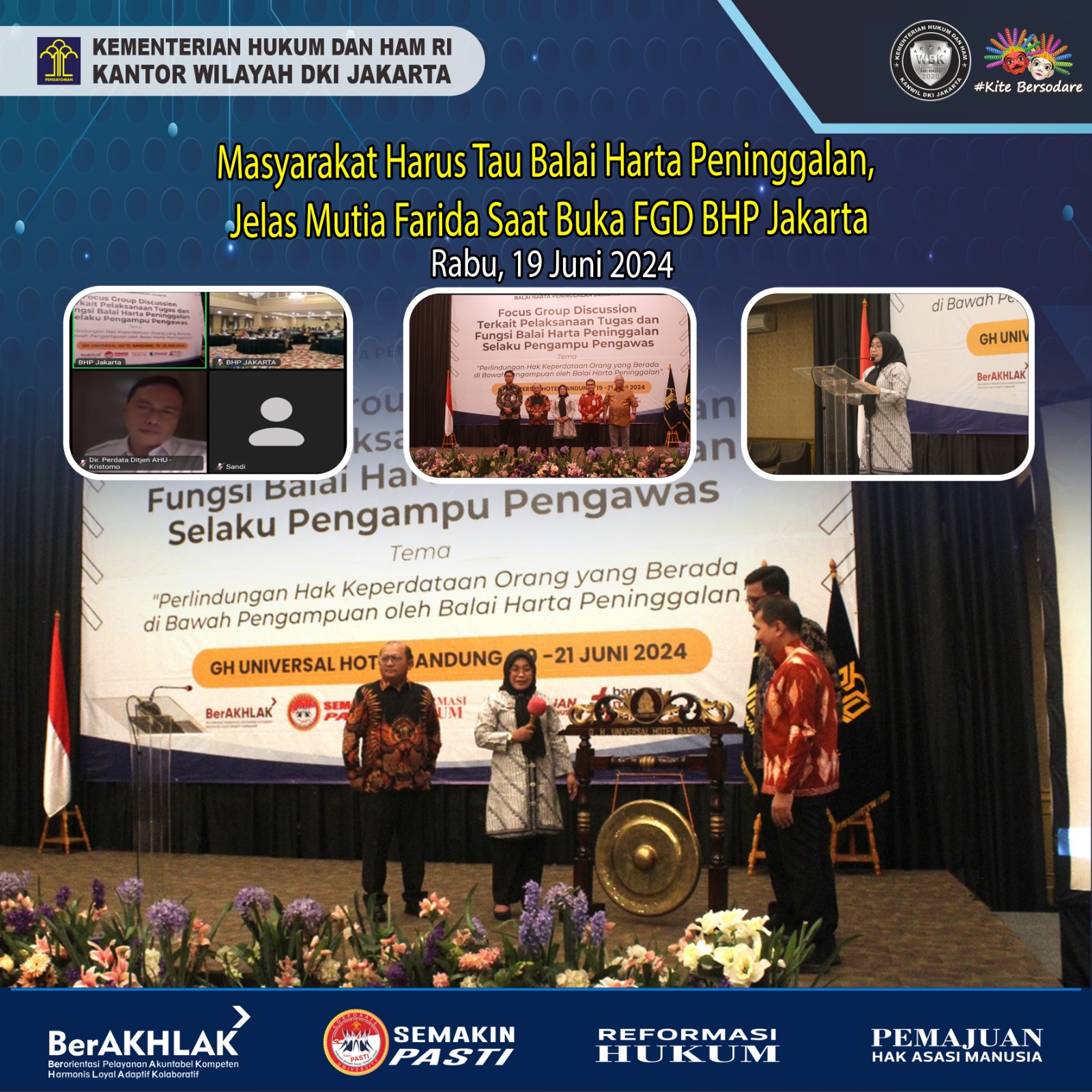 Masyarakat Harus Tau Balai Harta Peninggalan, Jelas Mutia Farida Saat Buka FGD BHP Jakarta